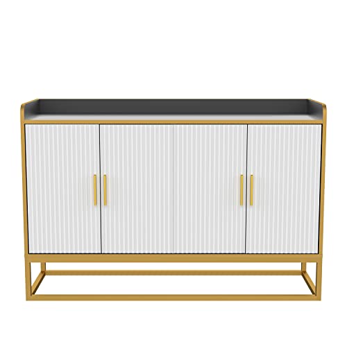 LyuHome Buffet Cabinet with Storage Modern Sideboard Cabinet for Kitchen Farmhouse Cabinet for Dining Room and Living Room with Door (Black and Gold