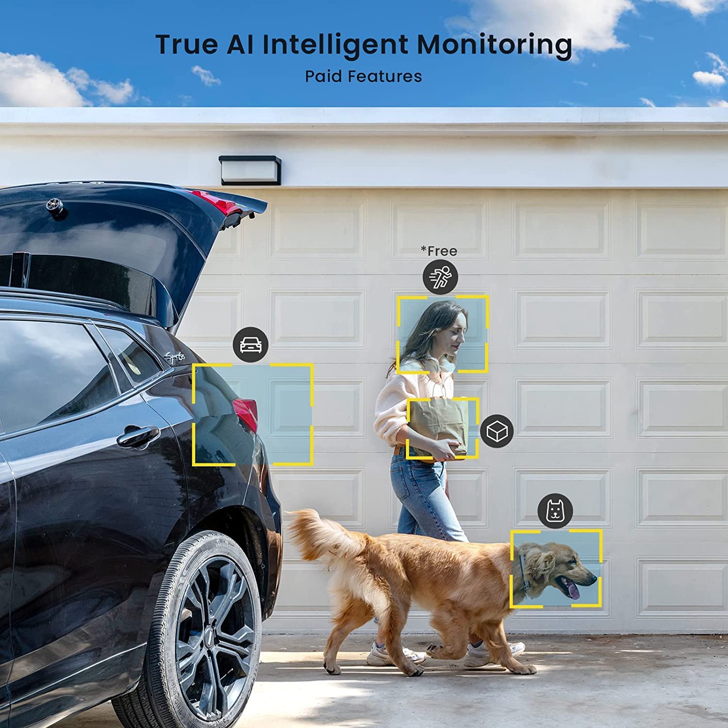 ieGeek Solar Security Cameras Wireless Outdoor, Floodlight Camera, 2K QHD Home Security Camera, 800Lumens, Color Night Vision, AI Motion Detection, Smart Siren & Lighting, 2 Way Audio, Work with Alexa