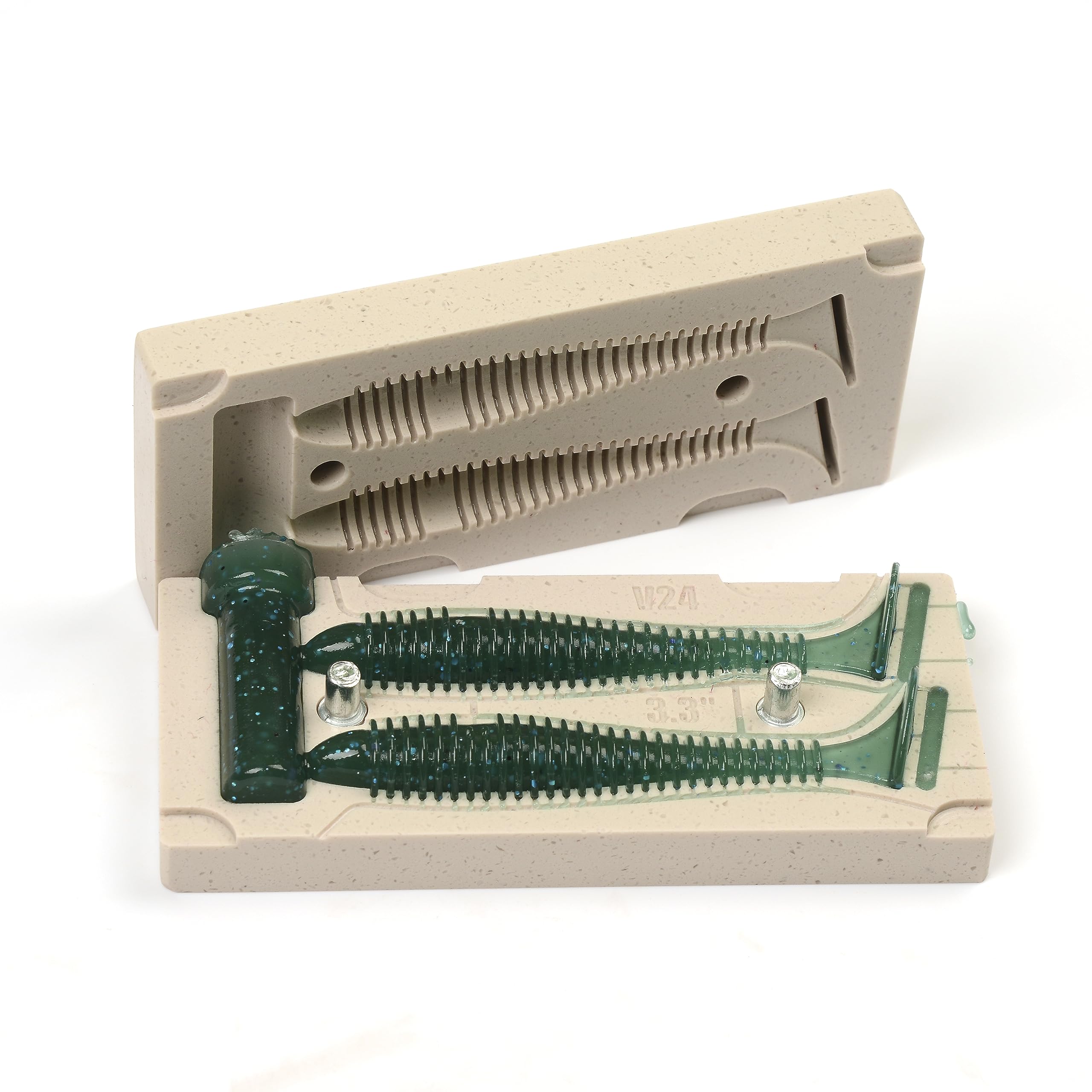 FatFish V24-2C Bait Mold Soft Plastiс Lure Making Injection Mold for Do-It Fishing Lures 3.3"