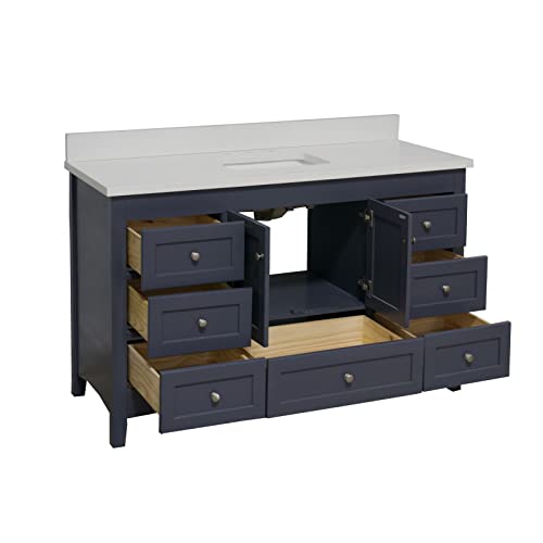 Kitchen Bath Collection Abbey 60-inch Single Bathroom Vanity (Quartz/Marine Gray): Includes Marine Gray Cabinet with Stunning Quartz Countertop and White Ceramic Sink
