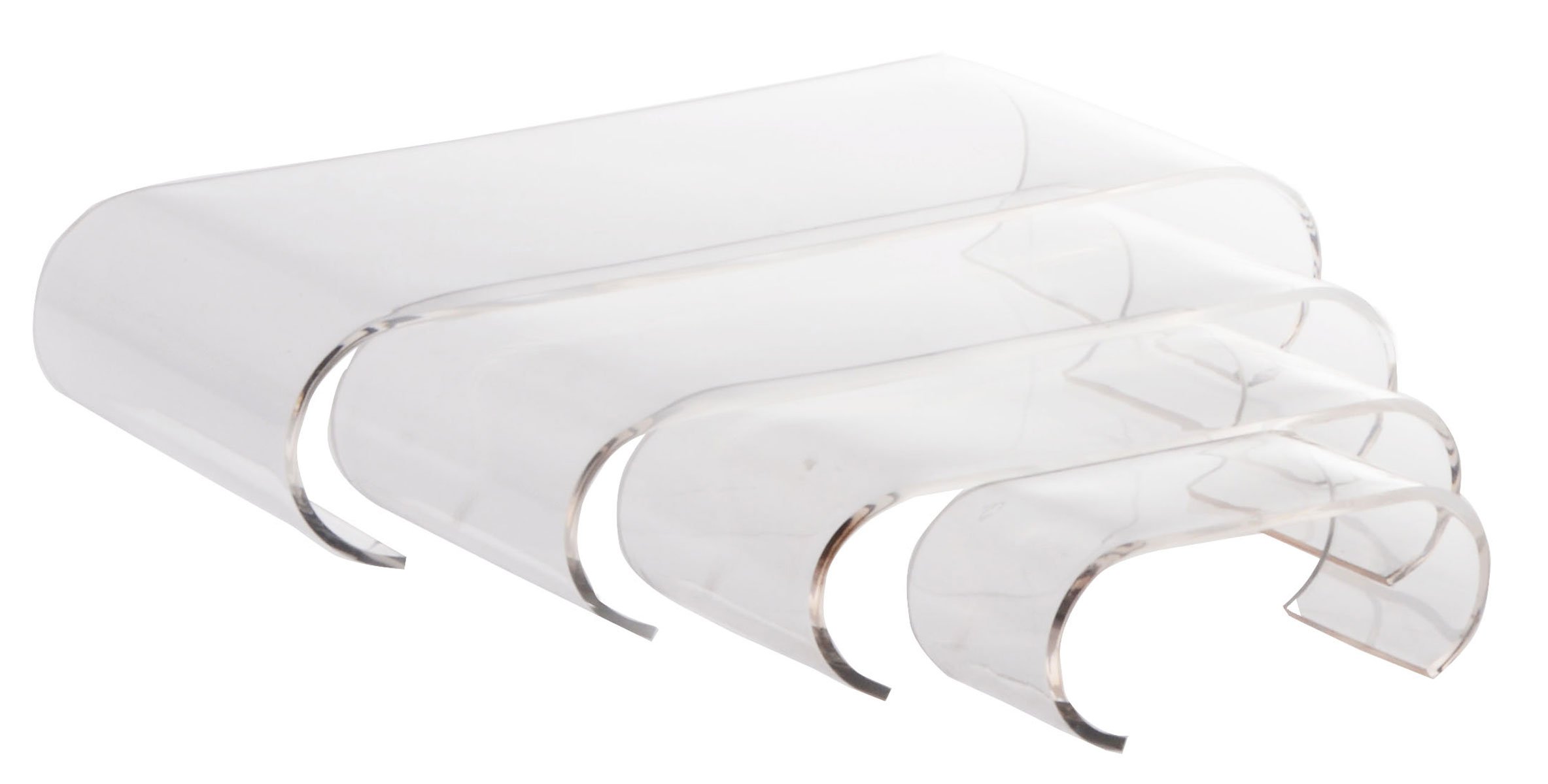 Displays2go Acrylic Risers for Counters, Display Stands with Curved Design, 4 Different Sizes