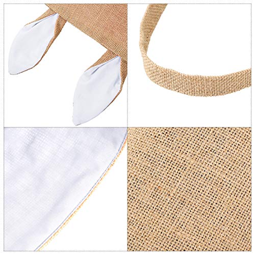 Easter Egg Basket Bunny Burlap Bag Easter Handbag for Carrying Eggs Candies and Gifts (White, 2 Pieces)