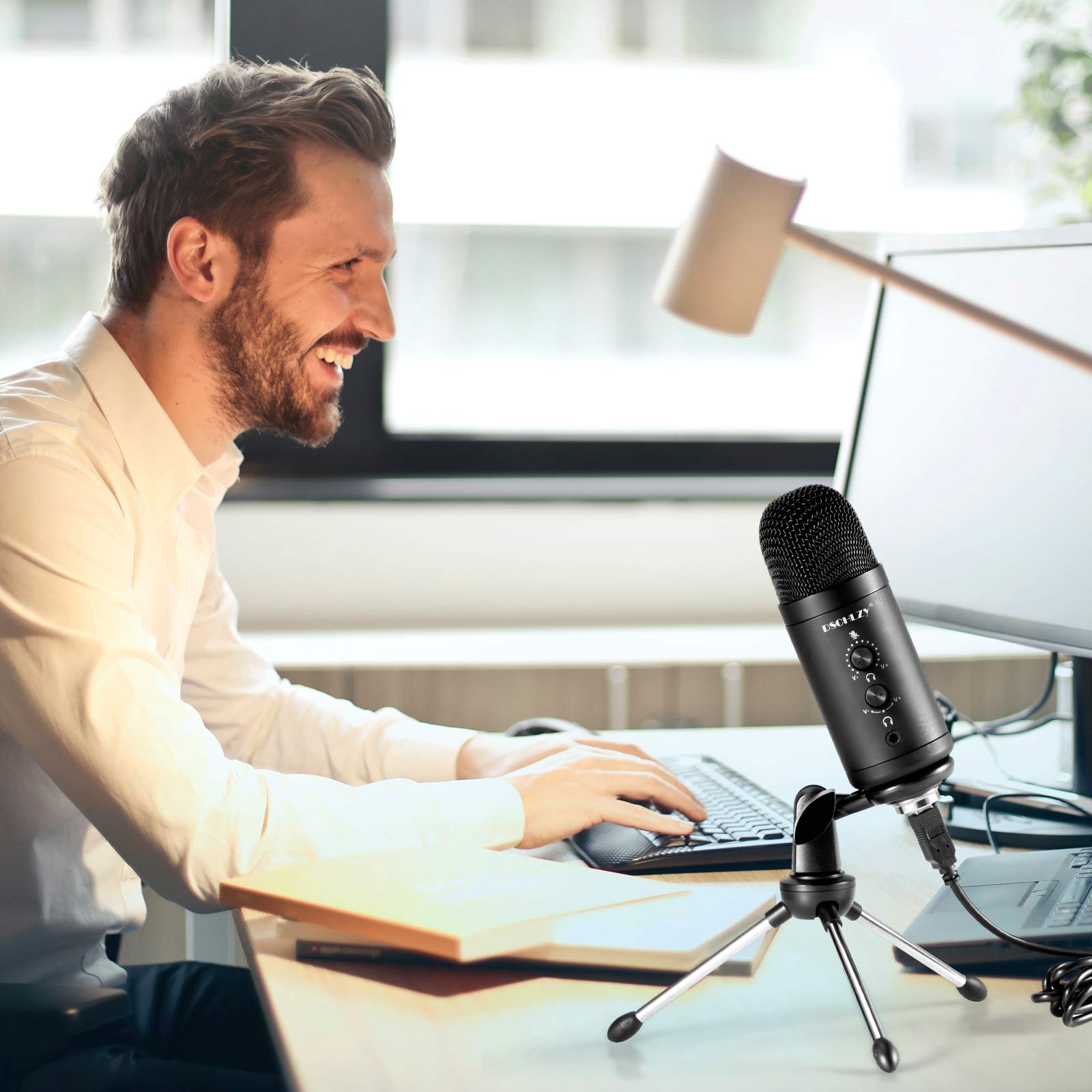 FONSAWA USB Condenser Microphone Podcast PC Microphone: Vocal Recording Streaming Mic Studio Professional Zero Latency Monitoring Kit for Singing Skype Gaming Voice YouTube with Tripod Stand