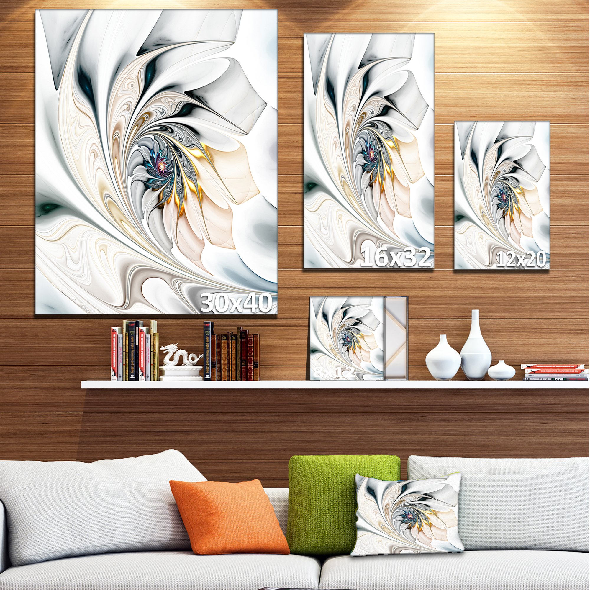 Designart, Modern Canvas Art Wall Decor, White Stained Glass - White Wall Art For Living Room, Floral Wall Art Bedroom, Dining Room Wall Decor, White Wall Art