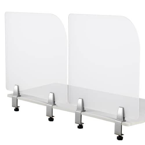 Crtiin 2 Pcs 23 x 18 Inch Desk Divider for Office Privacy Partitions Students Desk Folders Boards Shields Clamp on Privacy Divider Panel Acrylic Noise Reducing for Office Desktop Classroom