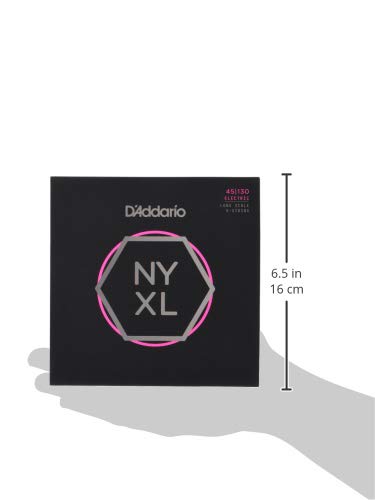 D'Addario Bass Guitar Strings - NYXL Bass Strings - NYXL45130 - Unrivaled Strength, Tuning Stability, Enhanced Response - For 5 String Bass Guitars - 45-130 Regular Light 5-String, Long Scale