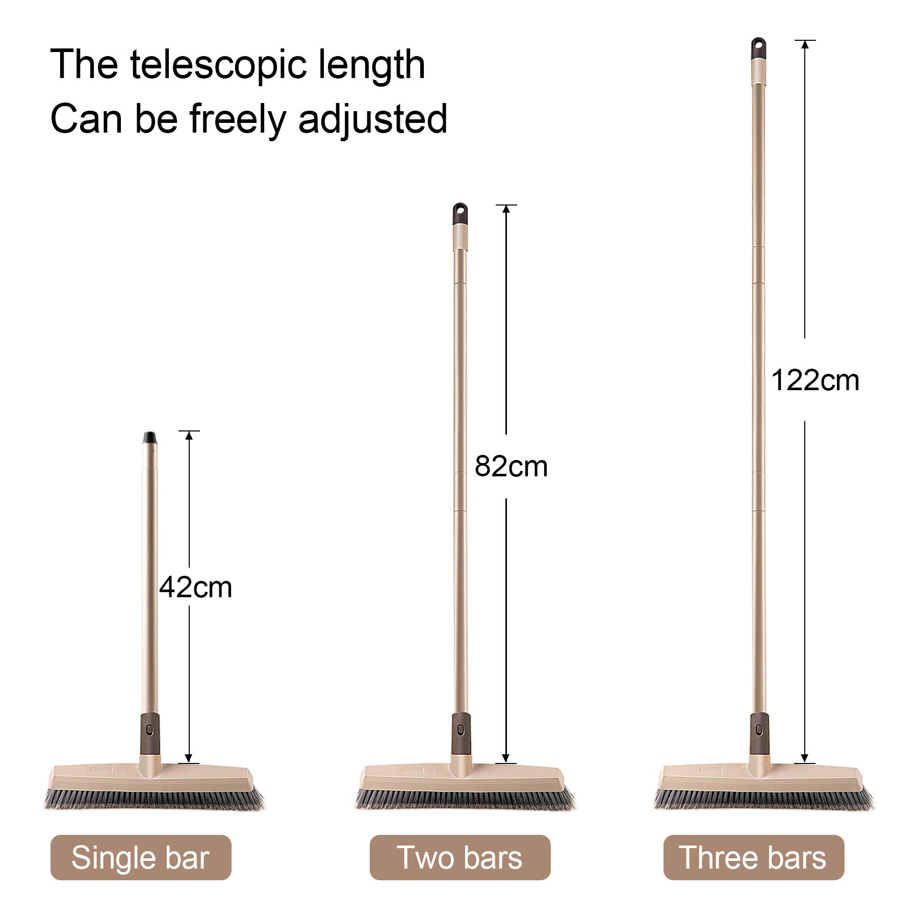 Eyliden Push Broom, 12.6" Wide Multi-Surface Angle Broom, 48" Long Handle, Stiff Bristle Broom Brush for Cleaning Tile Bathroom Patio Garage Deck Concrete Wood Stone Tile IndoorOutdoor Rough Floor
