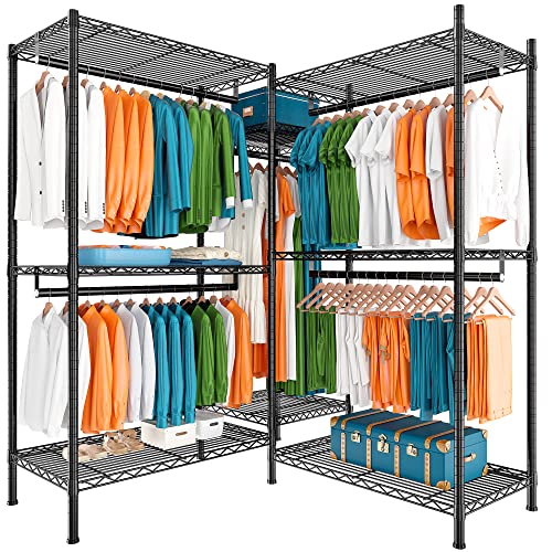Raybee Heavy Duty Clothes Rack, 825 LBS Clothes Racks for Hanging Clothes, Heavy Duty Clothing Racks for Hanging Clothes , DIY Portable Clothes Rack Wide Garment Rack Closet Rack, 74.5"W X 18"D X 77"H