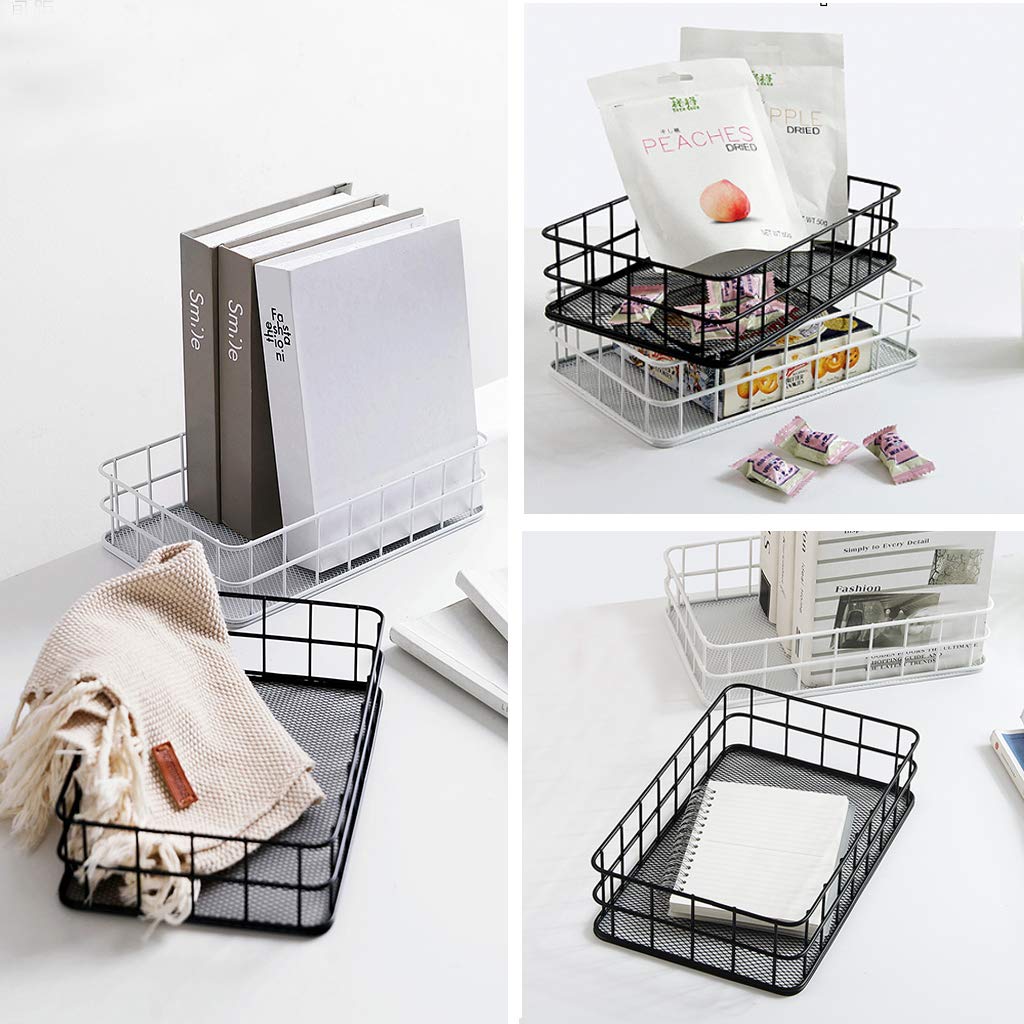 Hizibesty Black Metal Wire Cabinet Organizer Storage Organizer Bin Basket Tray - for Kitchen Pantry Pantry Fridge, Closets, Garage Laundry Bathroom 9.45"X6.10"x2.17β