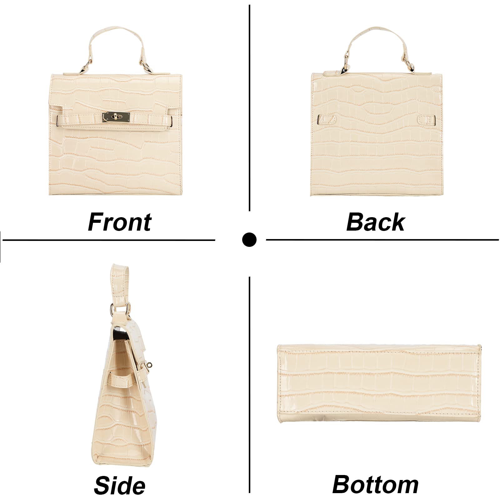 FRANSHION Womens Crossbody Handbag Purse, Trendy Small Top Handle Shoulder Bag for Women, Crocodile Embossed Vegan Leather