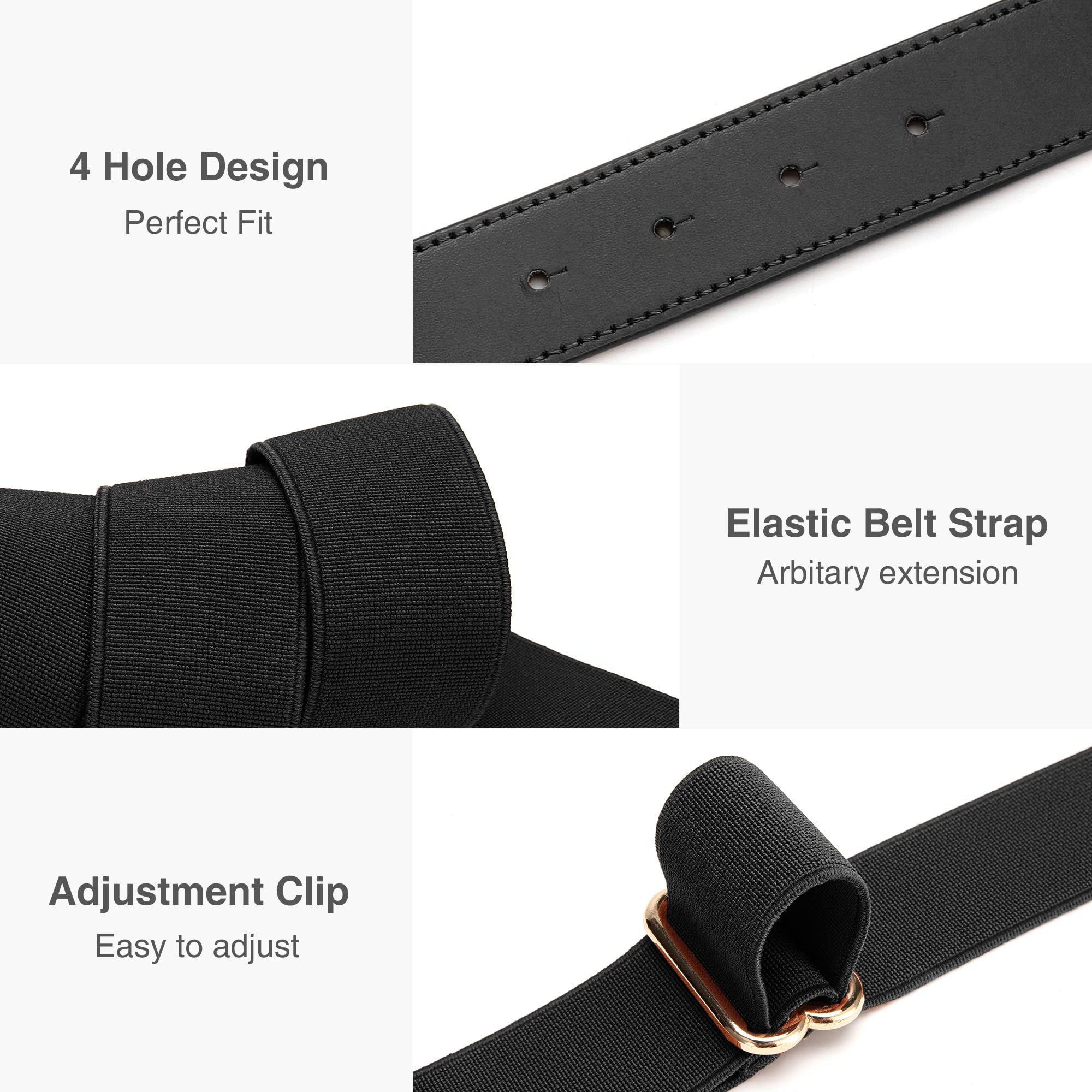 Elastic Belt for Women - CR 1.25" Stretch Waist Belts for Women for Dresses Jeans - Fully Adjustable for Comfort Fit
