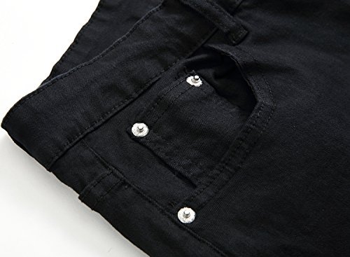 Men's Black Skinny Slim Fit Stretch Straight Leg Fashion Jeans Pants, 29W