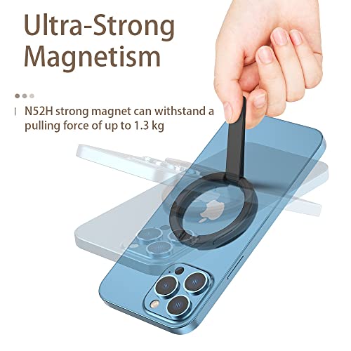 VAWcornic Phone Ring Holder for MagSafe, Metal Magnetic Phone Stand Phone Grip for iPhone, Samsung,Huawei,Tablet, Removable Ring Grip Compatible for Magsafe Case (Black - Include 4 Sticky Buckle)