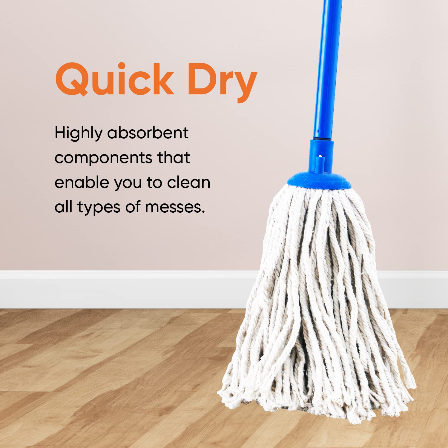 Superio String Mop Replacement, Cotton Mop Head, Refill for Cotton String Mop for Hardwood Floor Cleaning Self Wringing Mop for Home, Kitchen, Bath Heavy Duty Mop Commercial/Industrial, 10β Strings