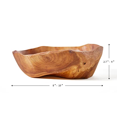 M MIMMU Wooden Fruit Bowl for Decor,Unique Irregular Root Carved Fruit Tray Decorative Plates(8"-10")