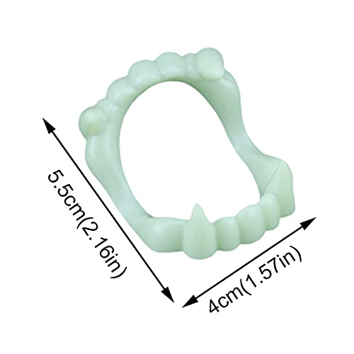 IFOTIME Teeth Halloween Luminous Denture Scary White Horror Teeth Green Fake Tooth Care Led Light Teeth (B, One Size)
