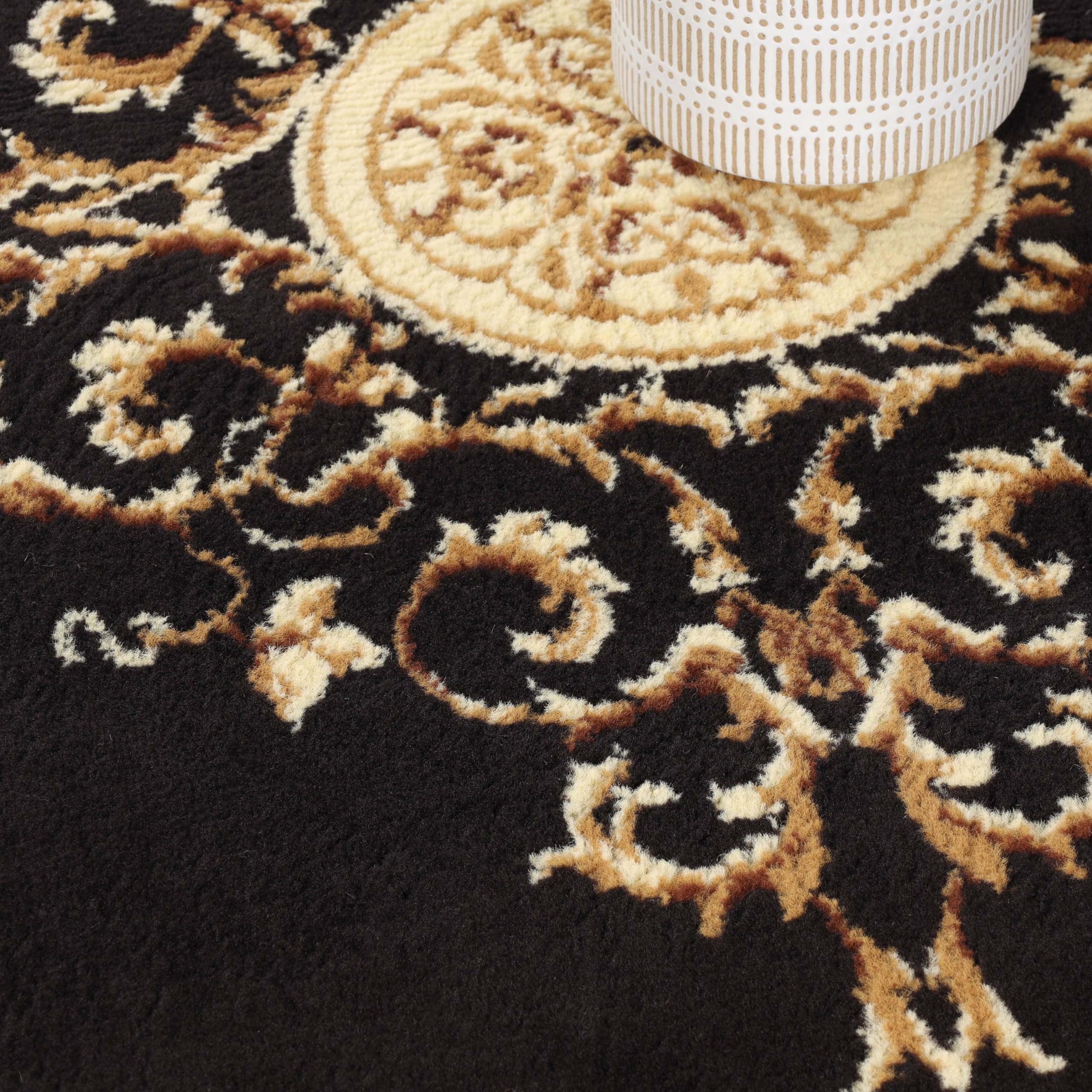 Superior Indoor Area Rug, Plush Carpet Cover, Traditional Oriental Medallion, Perfect for Hallway, Entryay, Living, Dining, Bedroom, Office, Kitchen, Medallion Collection, 6' x 9', Coffee