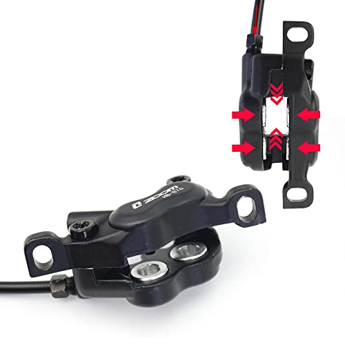 DEYING Zoom 4-Piston MTB Hydraulic Disc Brake Set/w 160mm Floating Disc Rotors Outer Routing (Black1)