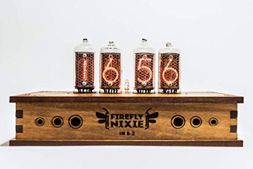 Handmade Nixie Tube Clock IN-8-2 - Made in Ukraine - Vintage Retro Table Clock - Wooden Desk Nixie Tube Clock