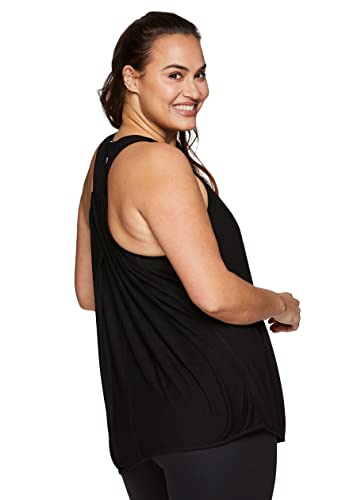 RBX Active Women's Plus Size Fashion Flowy Yoga Workout Tank Top Tunic S21 Black 3X