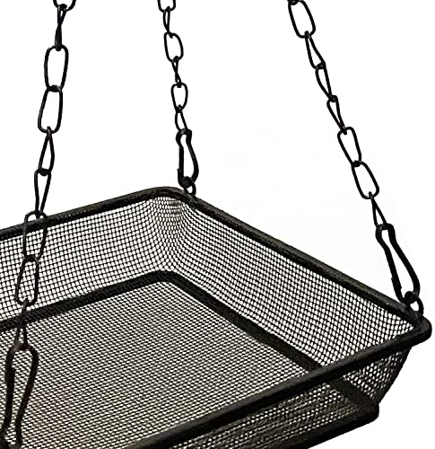 Hanging Bird Feeder Tray Platform Metal Mesh Seed Tray for Bird Feeding Outdoor Garden Decoration for Wild Backyard Attracting Birds