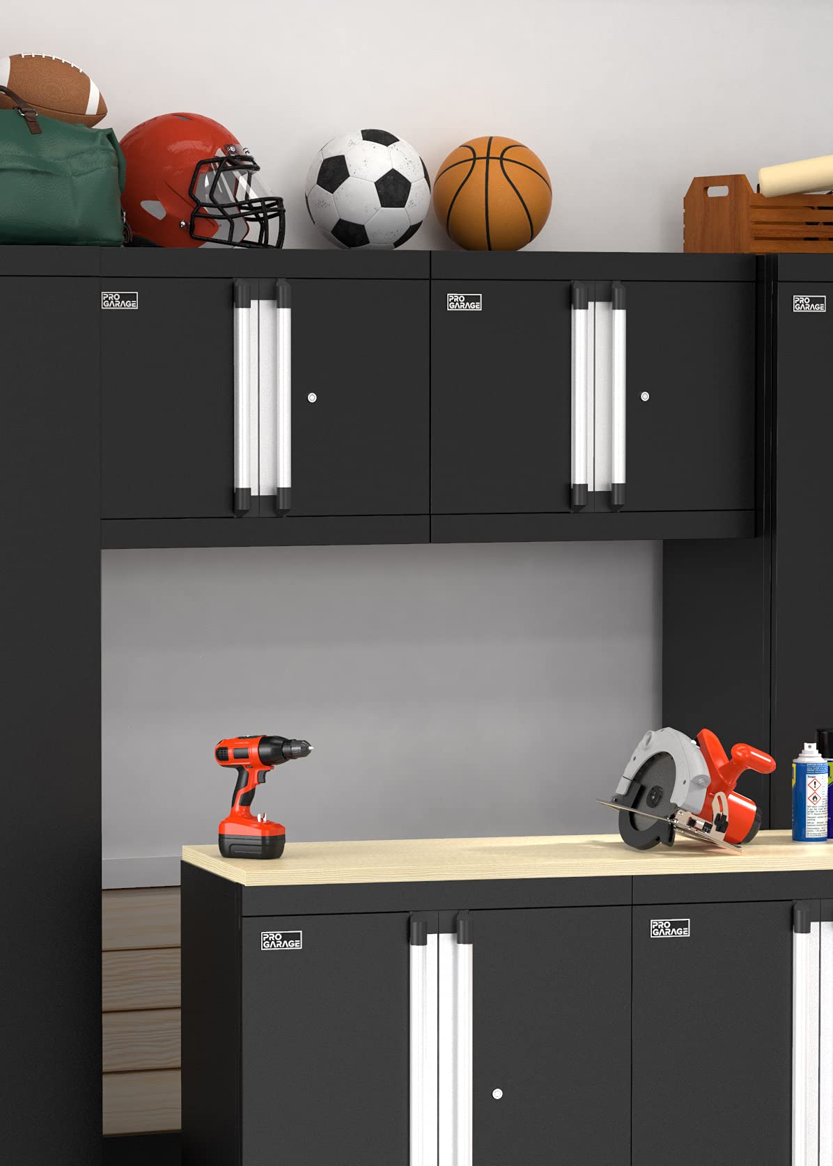 ClosetMaid ProGarage Wall Cabinet with Two Doors Lock and Shelf, for Garage Storage, Heavy Duty Steel, Black