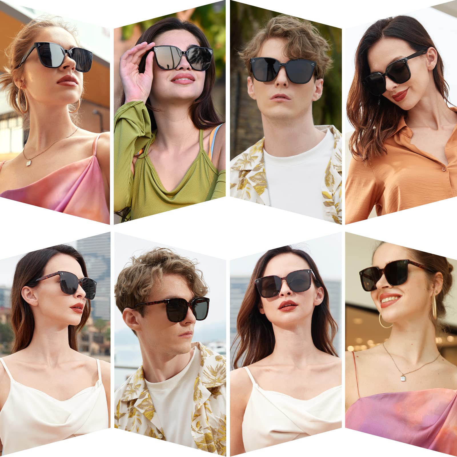 Dollger Retro Oversized Square Sunglasses for Women Trendy Classic Style Sun Glasses UV400 Protection 2 Packs