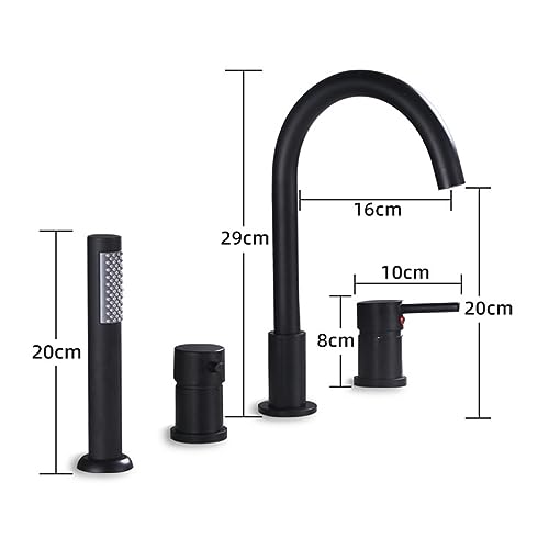 Kitchen Sink Faucet,Bathroom Faucets, Bath Shower Mixer Tap Single Lever Hot and Cold Water Tub Tap with Handheld Shower Head Brass Bath Taps with Shower Mixer for Bathroom/Black