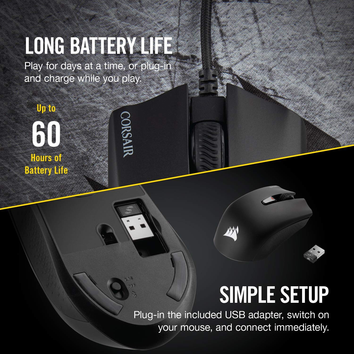 CORSAIR Harpoon RGB Wireless - Wireless Rechargeable Gaming Mouse - 10,000 DPI Optical Sensor (Renewed)