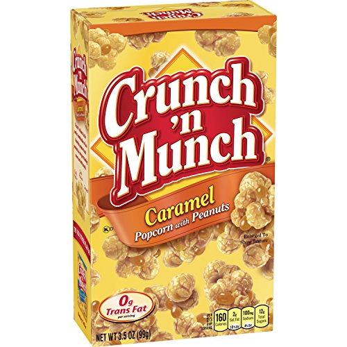 CRUNCH 'N MUNCH Caramel Popcorn with Peanuts, 3.5 oz. (Pack of 12)