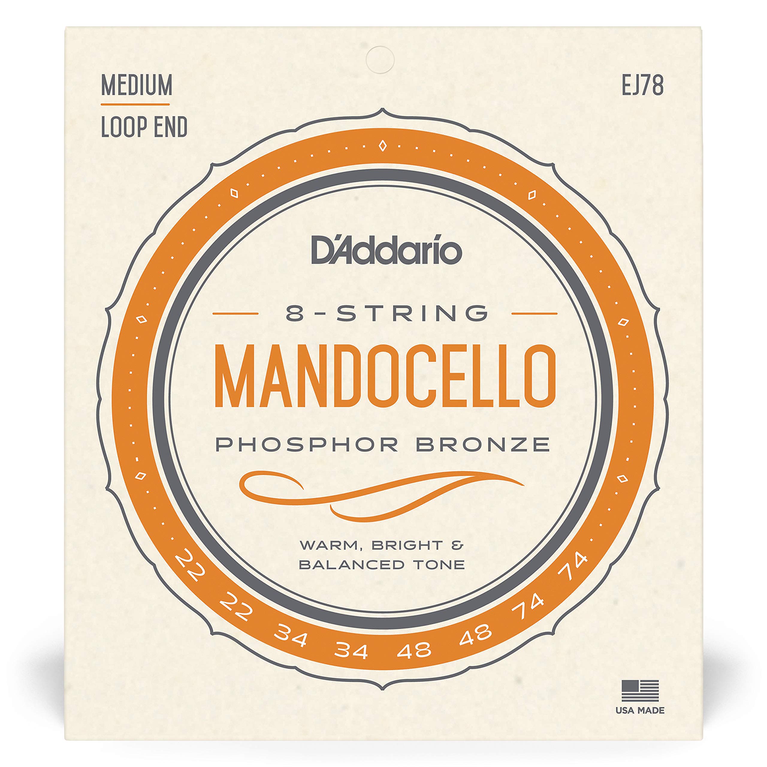 D'Addario J78 Phosphor Bronze Mandocello Strings, 22-74