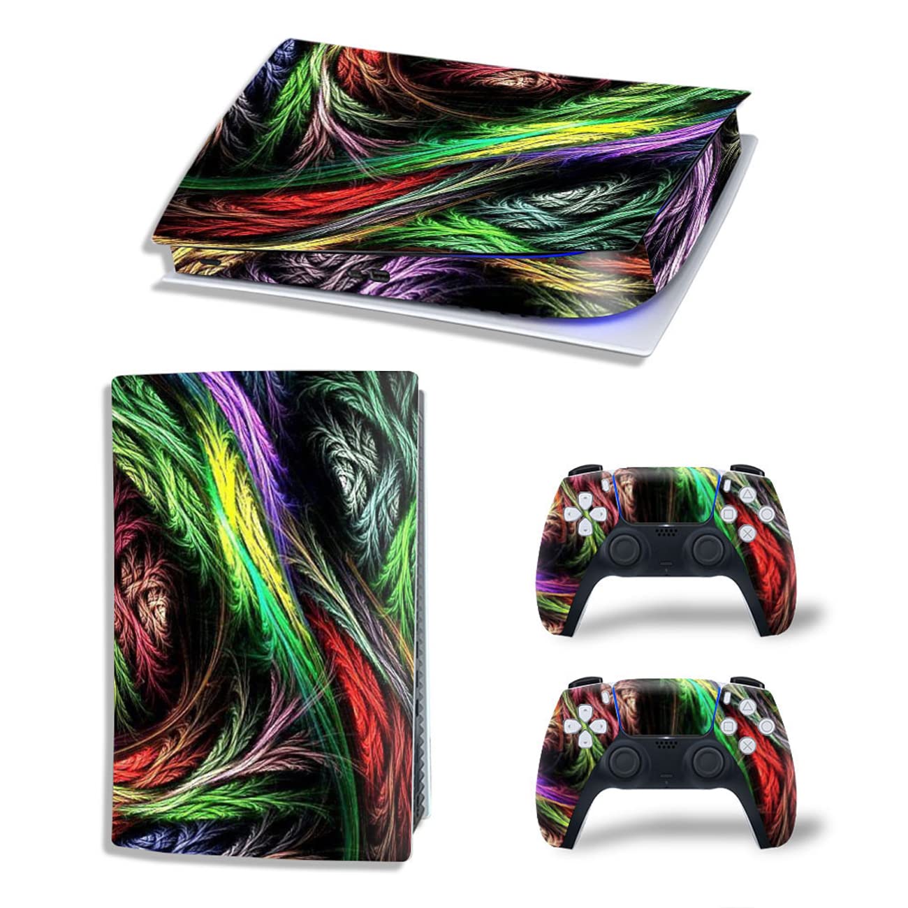 DOMILINA PS5 Skin Stickers, Full Body Vinyl Decal Cover for Playstation 5 Digital Edition Console & Controllers - Weeds