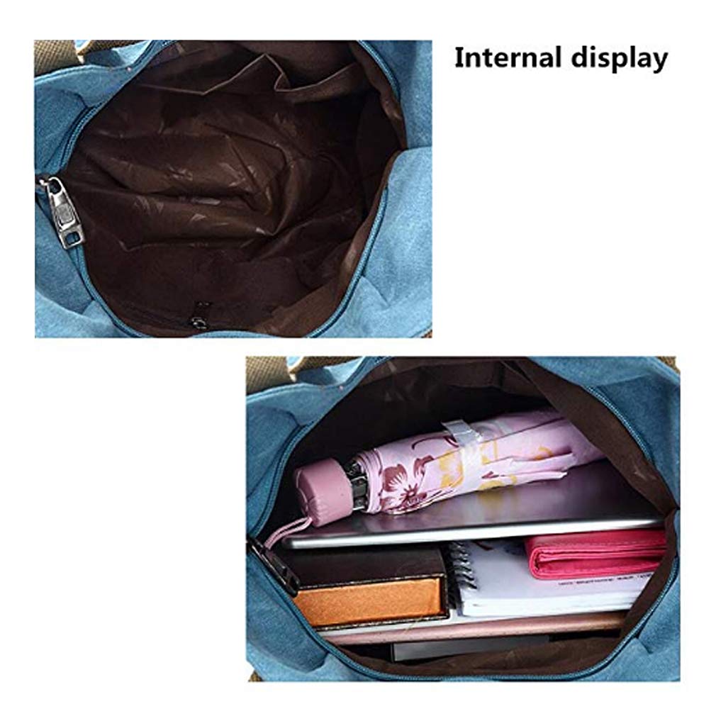 coofig Womens Canvas Handbags Bulk Hobo Tote Bags Vintage Retro Casual Shoulder Bags (blue)