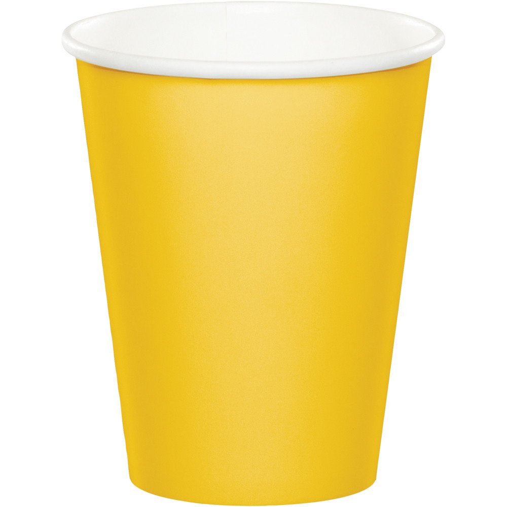 Creative Converting 240 Count Case Touch of Color Paper Hot/Cold Cups, 9 oz, School Bus Yellow