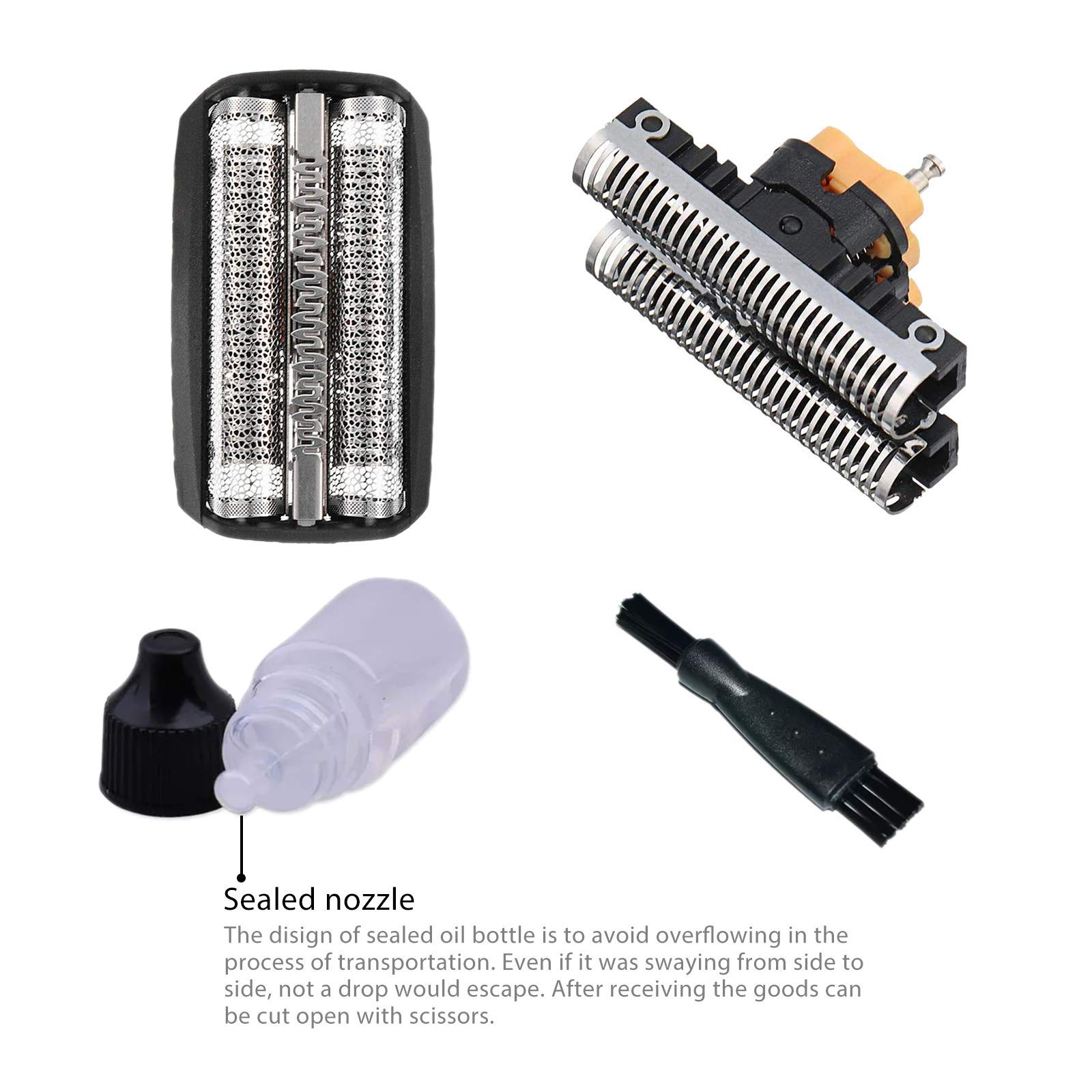 Suprafive Replacement Foil and Cutter w/Rozor Shaver Oil& Cleaning Brush Compatible with Braun 31B 5000 5610 5611 5612 5614 5414 5417 5427 5443 5444