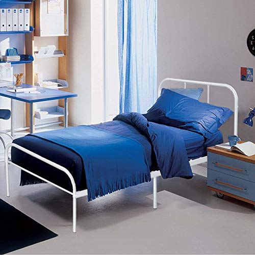 Voilamart Kids Twin Bed with Storage,Twin Metal Bed Frames with Headboard and Footboard, White Metal Platform No Box Spring Needed for Kids