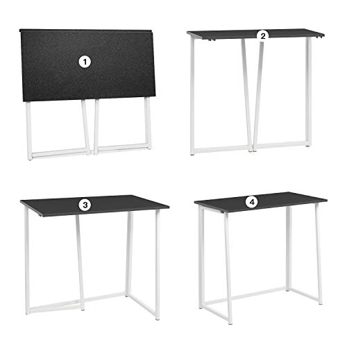 Dripex Folding Desk Computer Desk No Assembly Required Home Office Desk Folding Hobby Craft Table (Black)