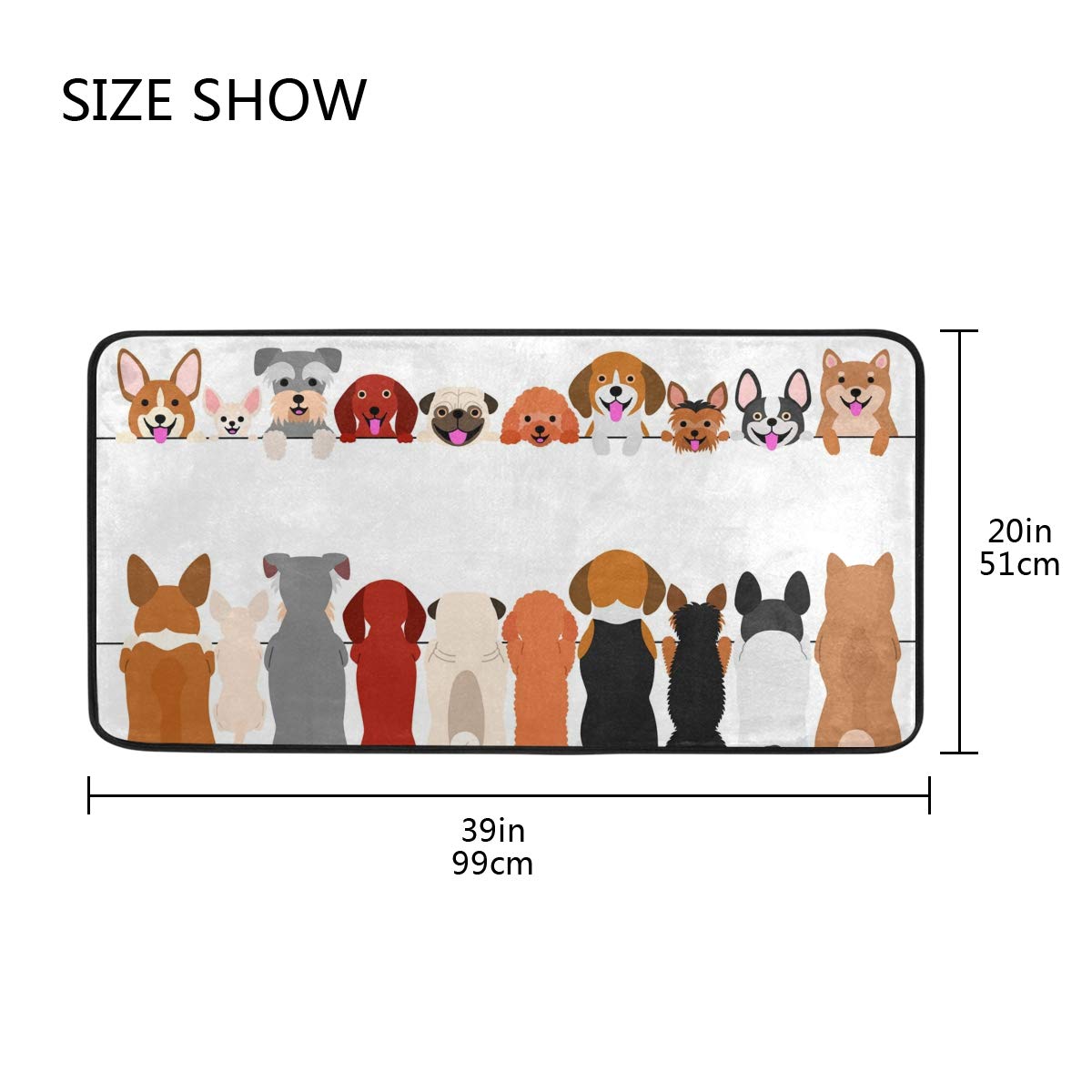 Cute Pet Puppy Illustration Kitchen Rugs Floor Mat Anti Fatigue Kitchen Mats Non Skid Washable Bath Rug Runner Doormats Carpet Sink Mat Home Decor 39 X 20 inch
