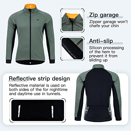 DIFOS Men's Windproof Running Cycling Jackets Windbreaker Thermal Bike Coat with Rear Pocket(L,Black)