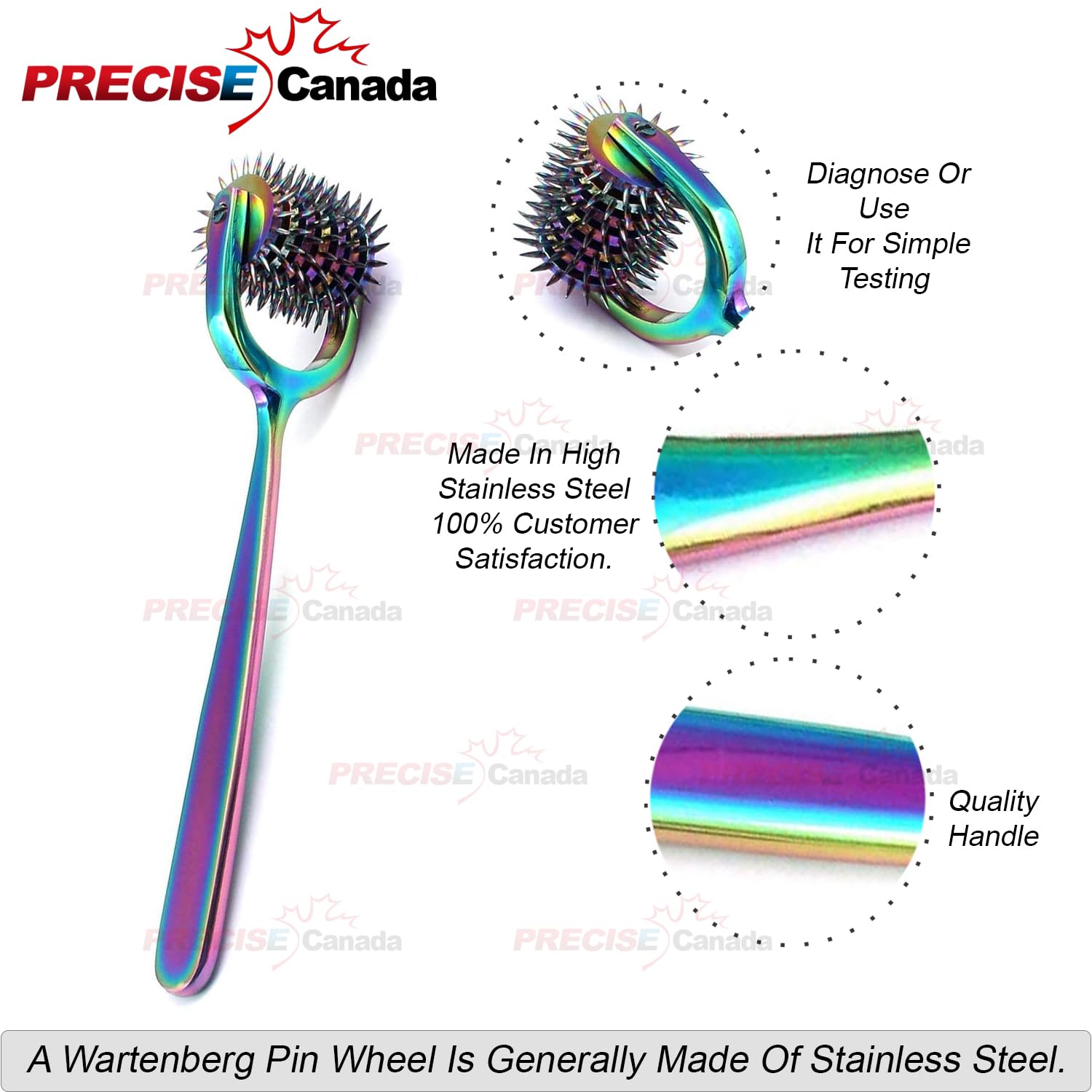Precise Canada: Wartenberg Neurological Pin Wheel Pinwheel 7 Head Diagnostic Multi Color Rainbow