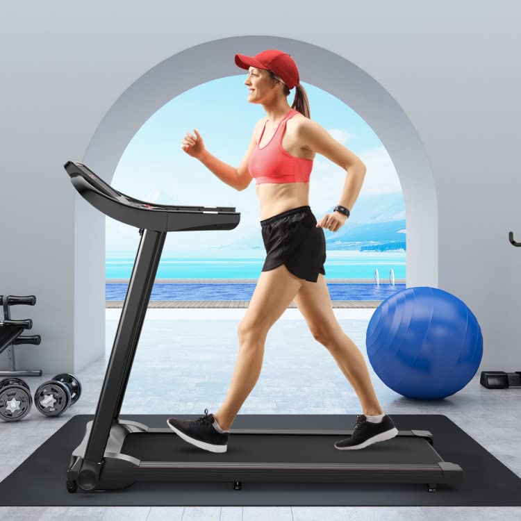 Electric Folding Treadmill with HD LED Display and APP Control Speaker, Black