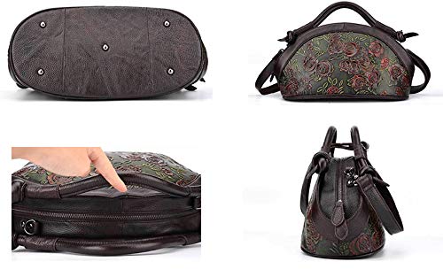 Women Handbag Genuine Leather Satchel Purse Handbag Vintage Top Handle Handbag Work Tote Bag (Green)