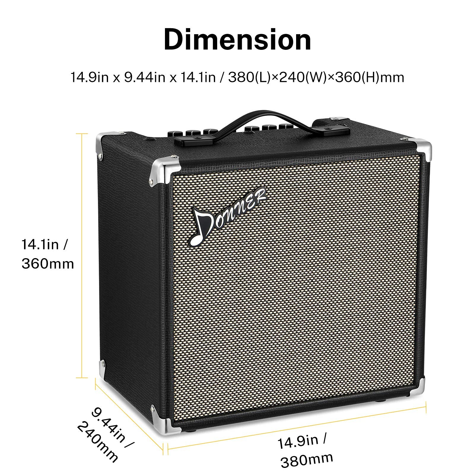 Donner DPB-510S Full-Size Full Size 4 Strings Electric Bass Guitar Sunburst Beginner Starter Kit with Bag & 30W Bass AMP Bass Combo Amplifier DBA-30