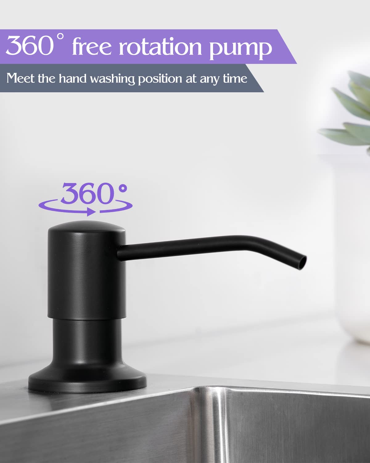 Hoanmpy Kitchen Sink Soap Dispenser,Built in,Stainless Steel(Black Matte), in Counter Soap Dispenser,Pump Set for Dish Soap or Lotion, 17 OZ,in Sink Soap Dispenser