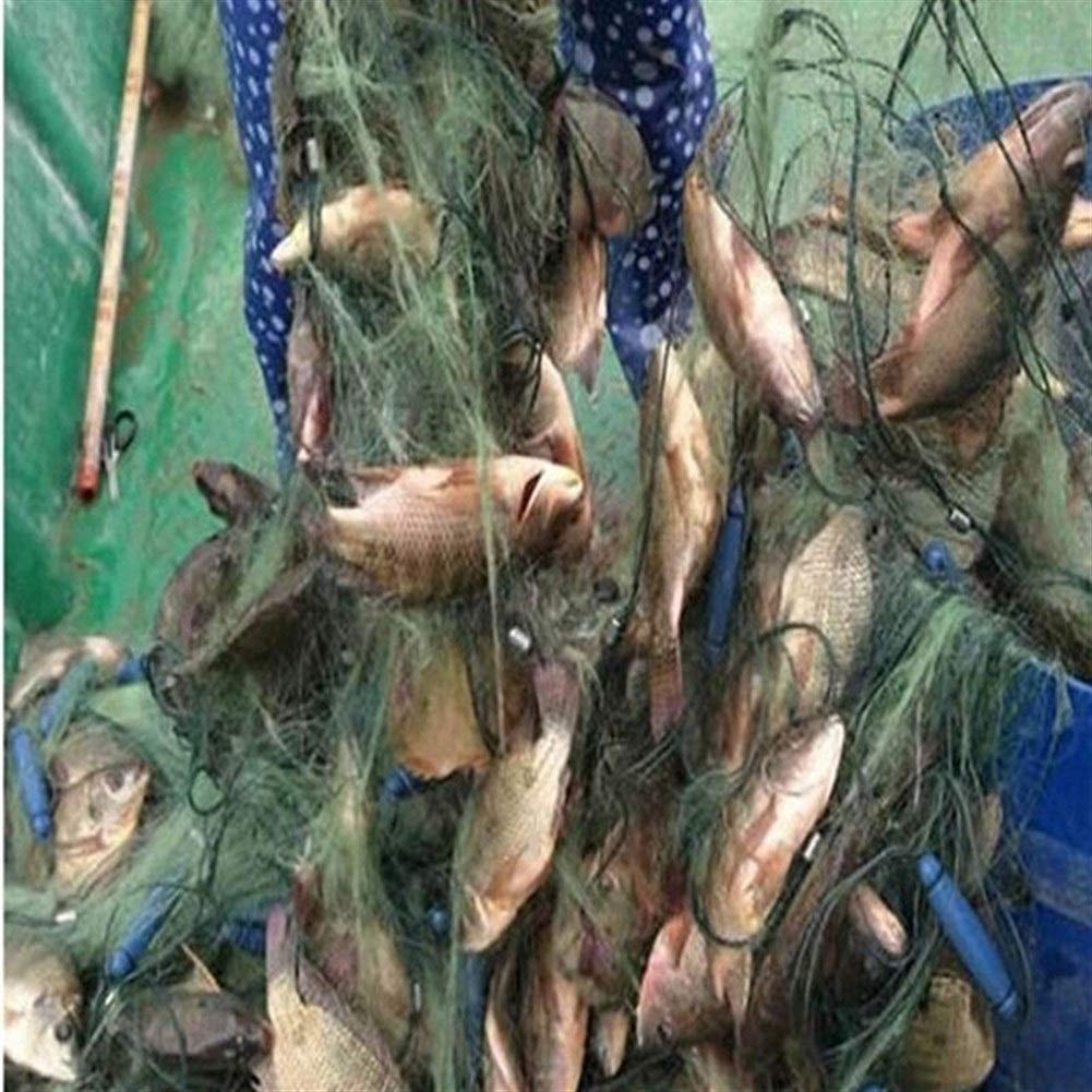 Fishing Net 3M Depth 100M Sinking Fishing Gill Net Three Layers Trammel Network Fishing Gillnet Carp Fishing Tools 0812 (Color : Green)