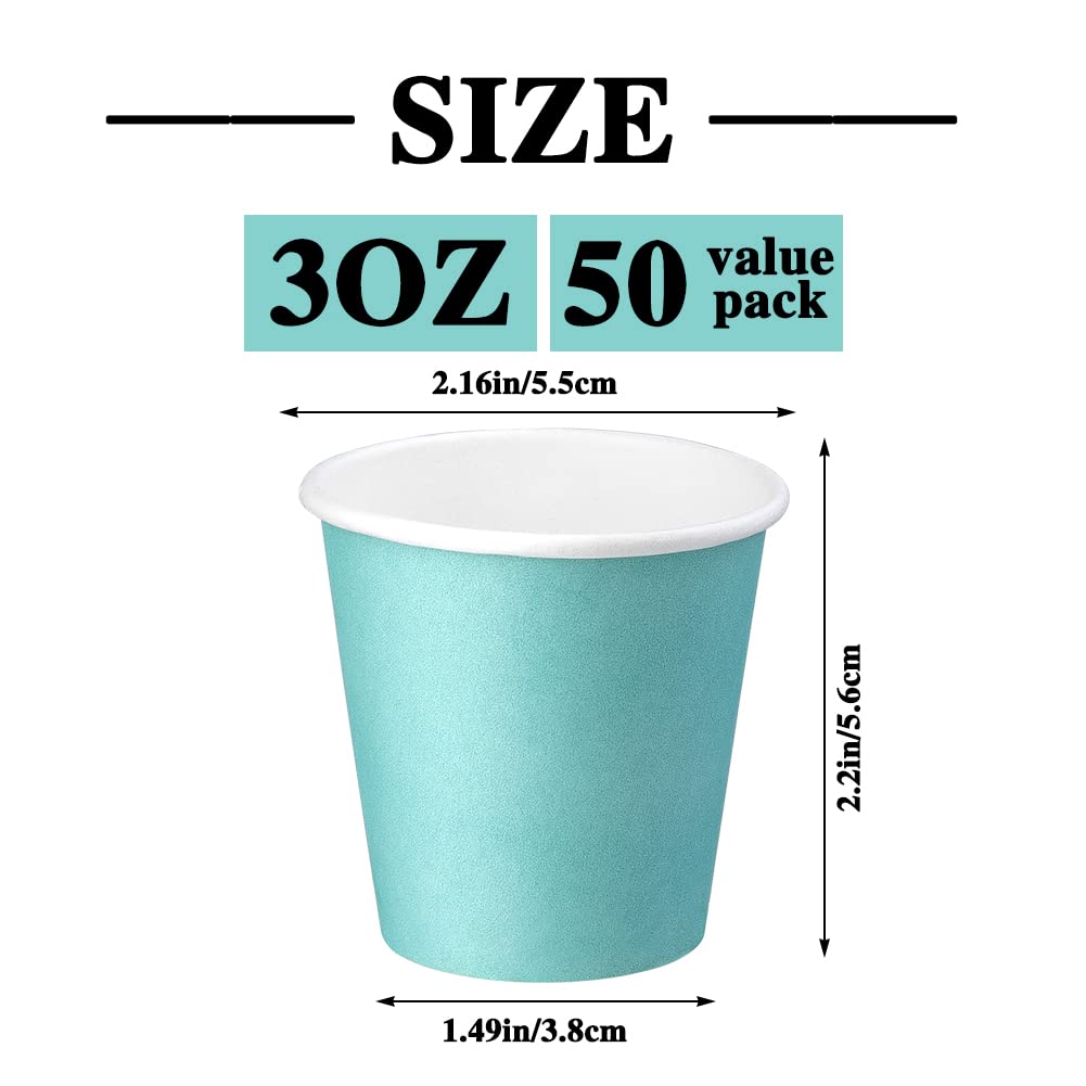 Fedmut (50 Pack 3oz Blue Disposable Paper Cups, Small Bathroom Cups, Mouthwash Cups, Hot Cups, Ideal for Snack, Water, Coffee, Drink, Party,Home.