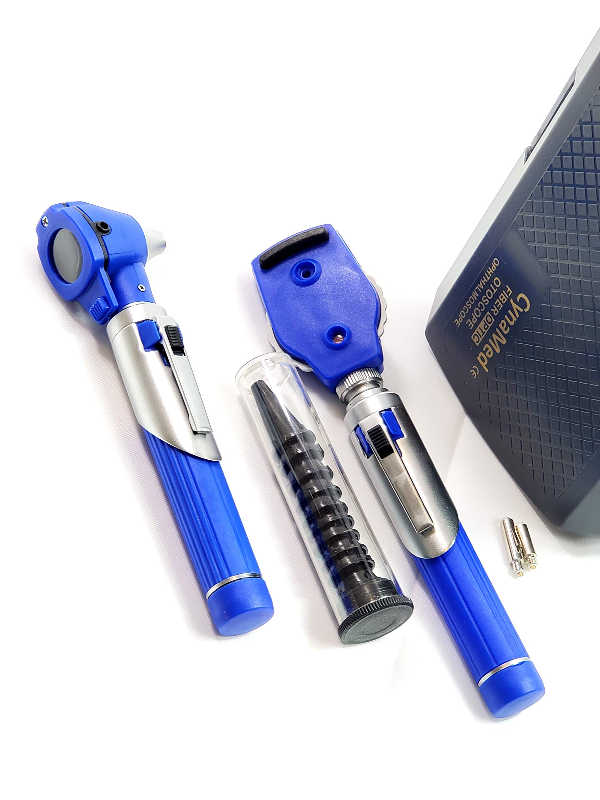 Premium Double Handle Otoscope Set -Otoscope/Great for School -Cynamed (BLUE)