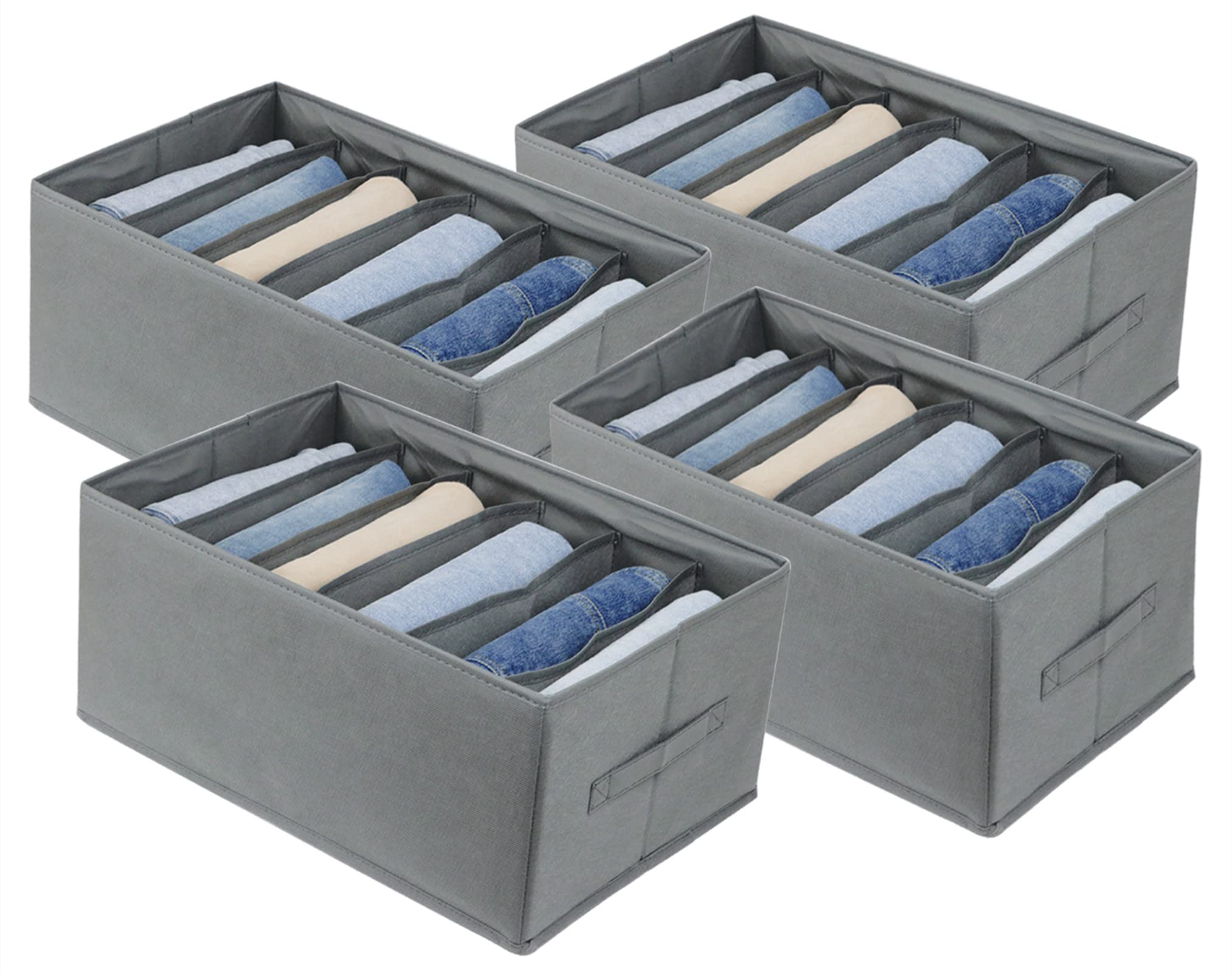 Extra Large Clothes Closet Organizer 6 Compartments for Jean Sweater Sheets to Shirt - Divided Clothing Storage Boxes for Closet, Wordrobe, Bedroom, Shelf