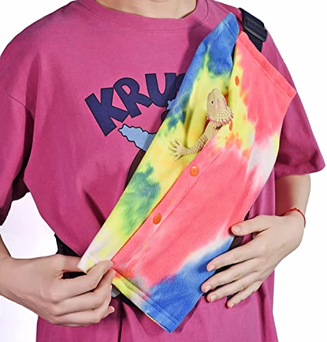 WXNDX Adjustable Reptile Sling Small Animal Carrier for Bearded Dragons Lizards and Small Reptile Travel Bag (Yellow-red)