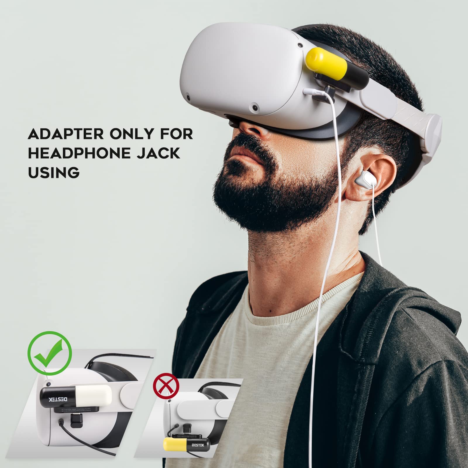 DESTEK Capsule Power Bank Compatible with Meta/Oculus Quest 2/Quest Pro Accessories and Phone | Ultra Lightweight & Portable Battery Pack Compatible with Elite Strap, Extra 1.5hrs Play time (3300mAh)